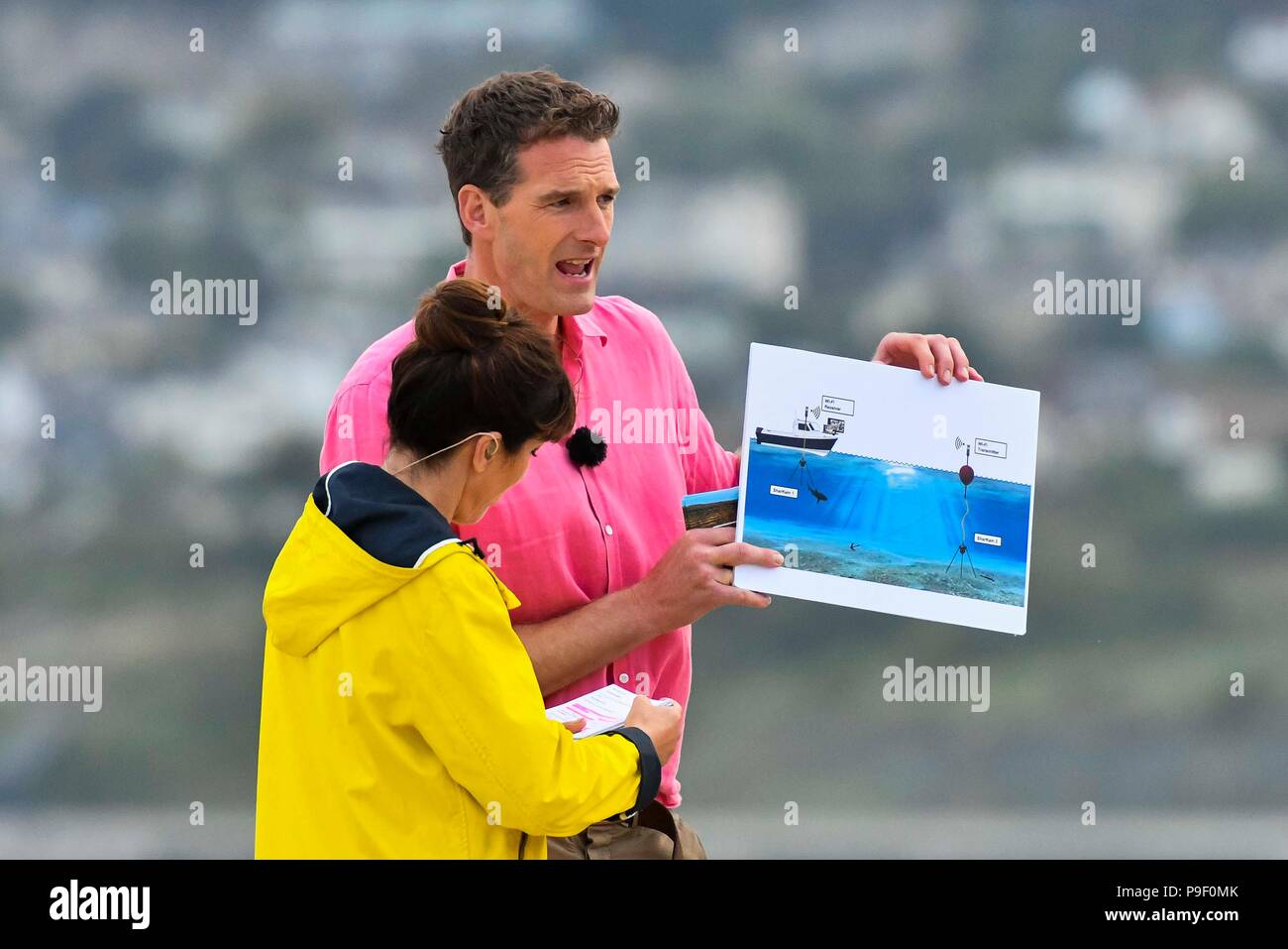 Charmouth, Dorset, UK. 17th July 2018. Lucy Cooke and Dan Snow with a ...