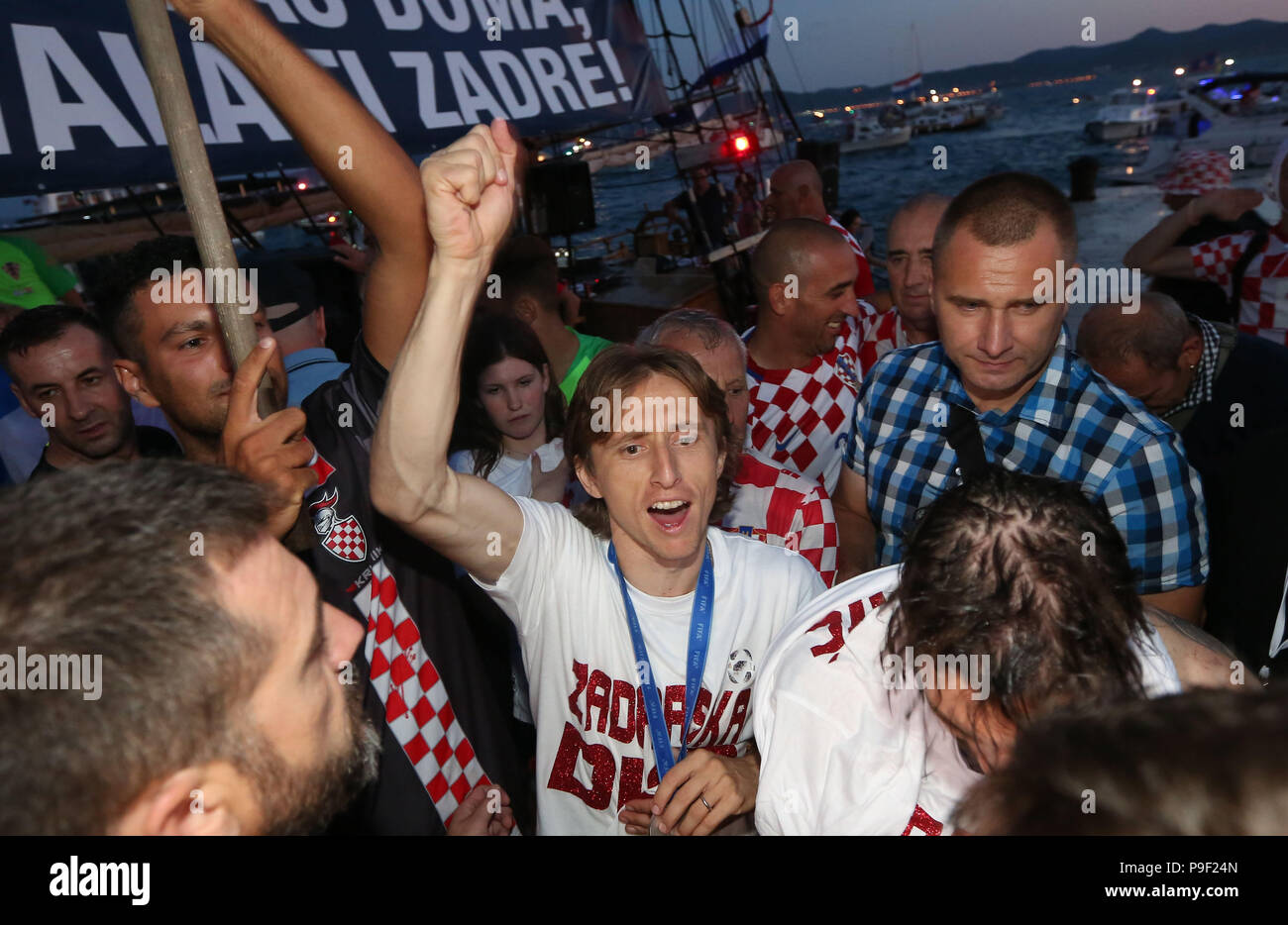 Zadar, Croatia. 17th July, 2018. Luka Modric (Front C) of Croatian ...