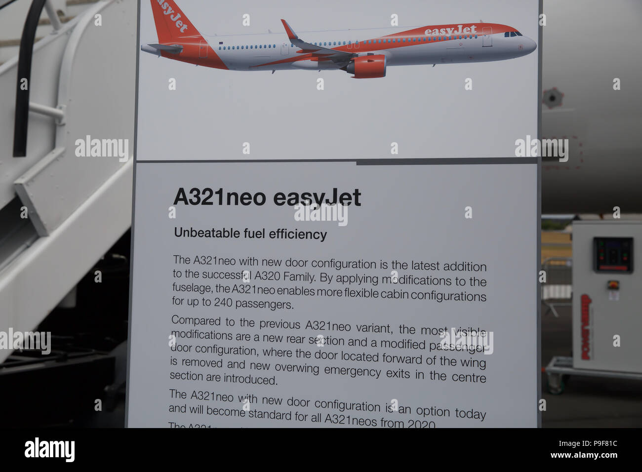 Farnborough,UK,18th July 2018, A321neo easyJet is on display at ...