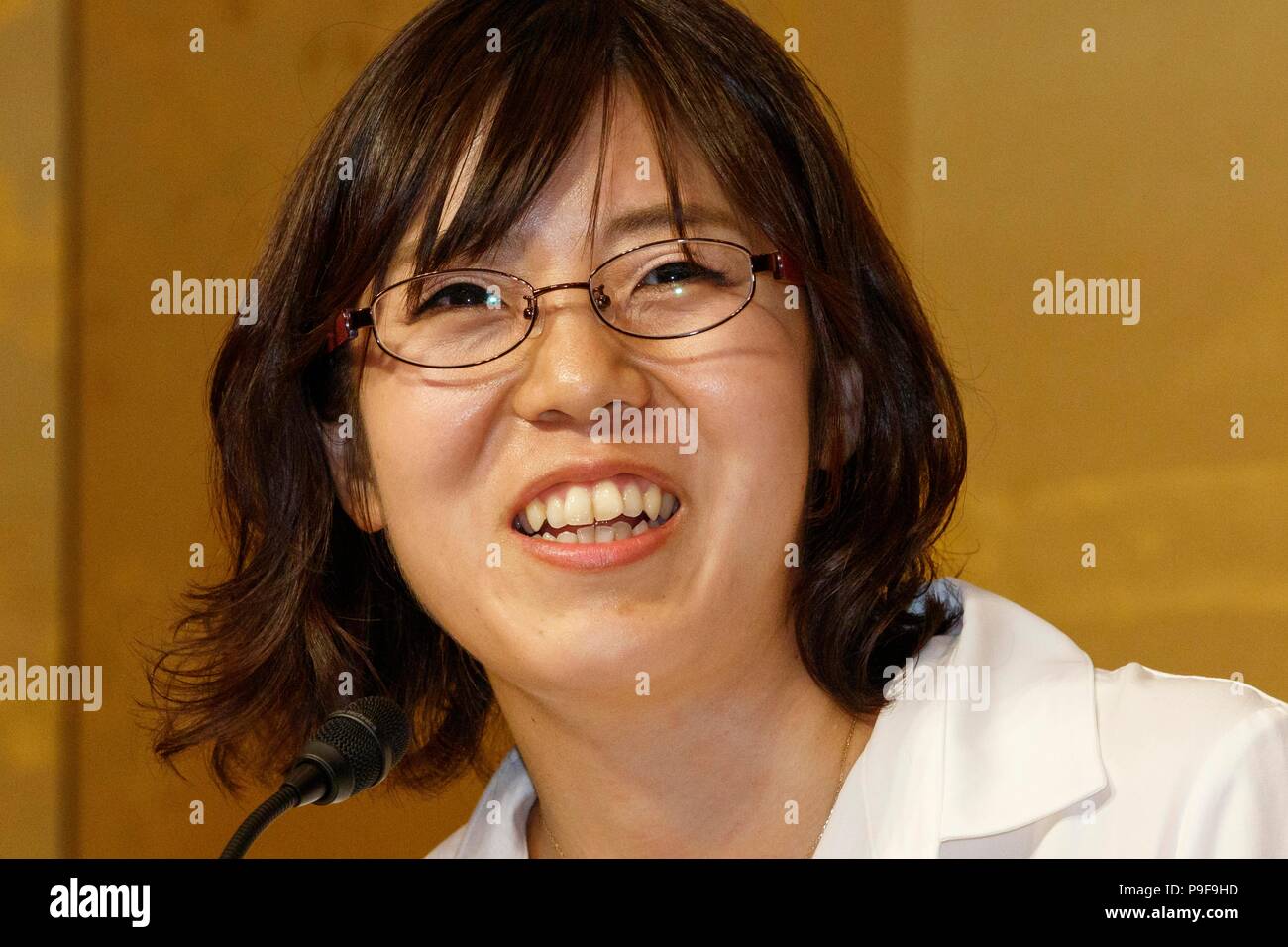 The 159th Naoki Prize winner Rio Shimamoto speaks during a press ...