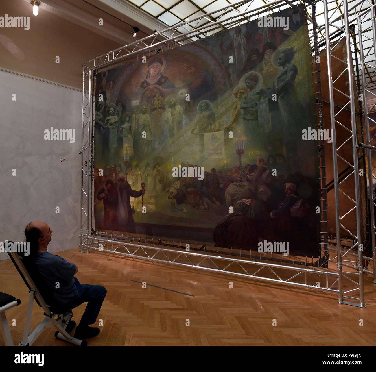 Prague, Czech Republic. 18th July, 2018. Exhibition of The Slav Epic by ...