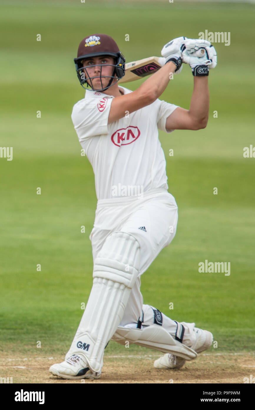 London,UK. 18 July, 2018. Will Jacks smashes a six batting for Surrey ...