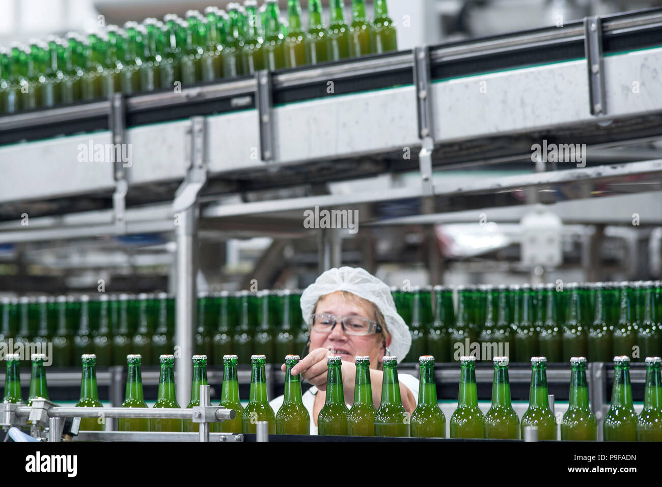 28 July 2018, Germany, Luebz: Plant operator Kerstin Bolz standing in ...