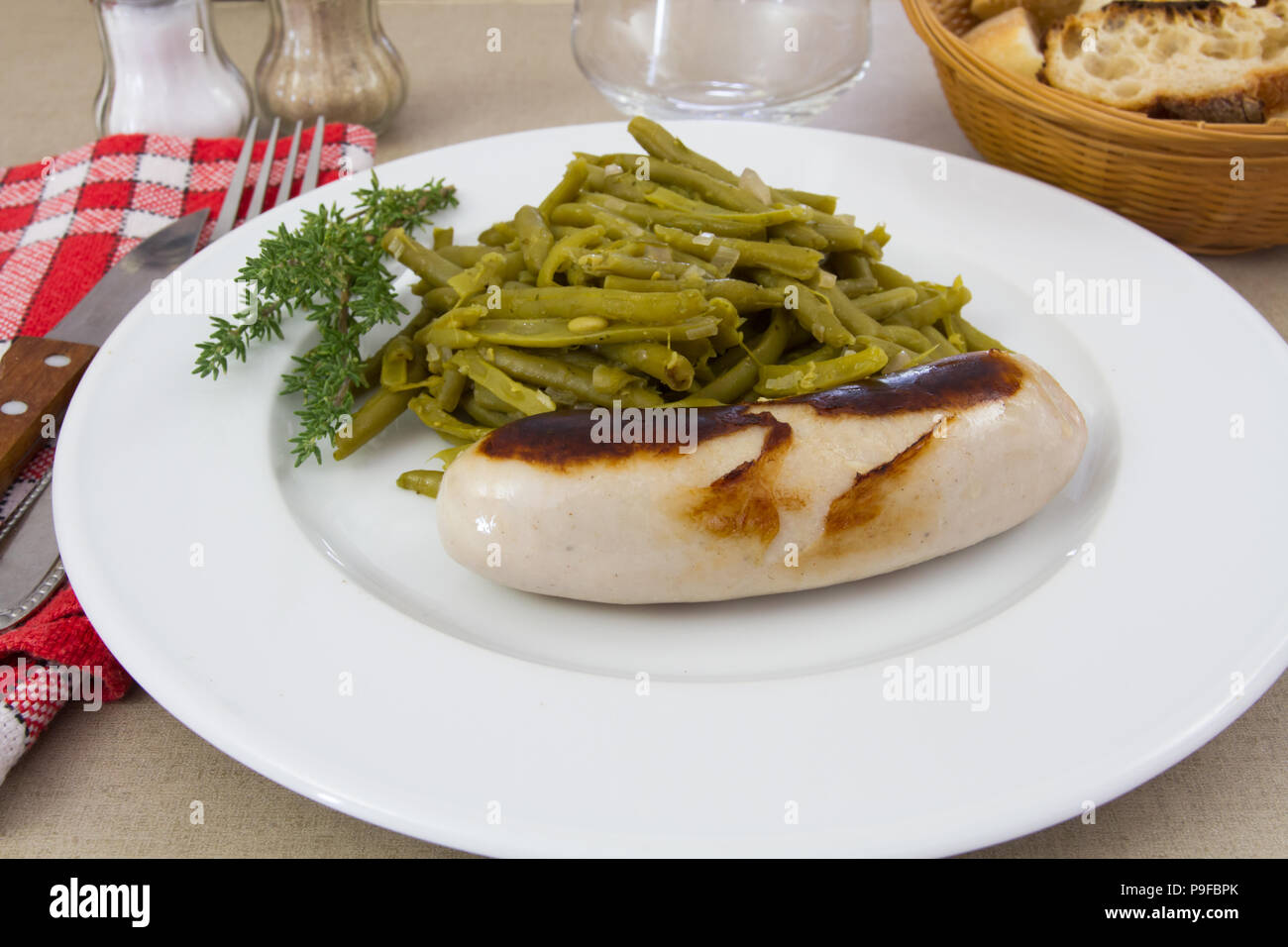 white pudding and green beans Stock Photo - Alamy