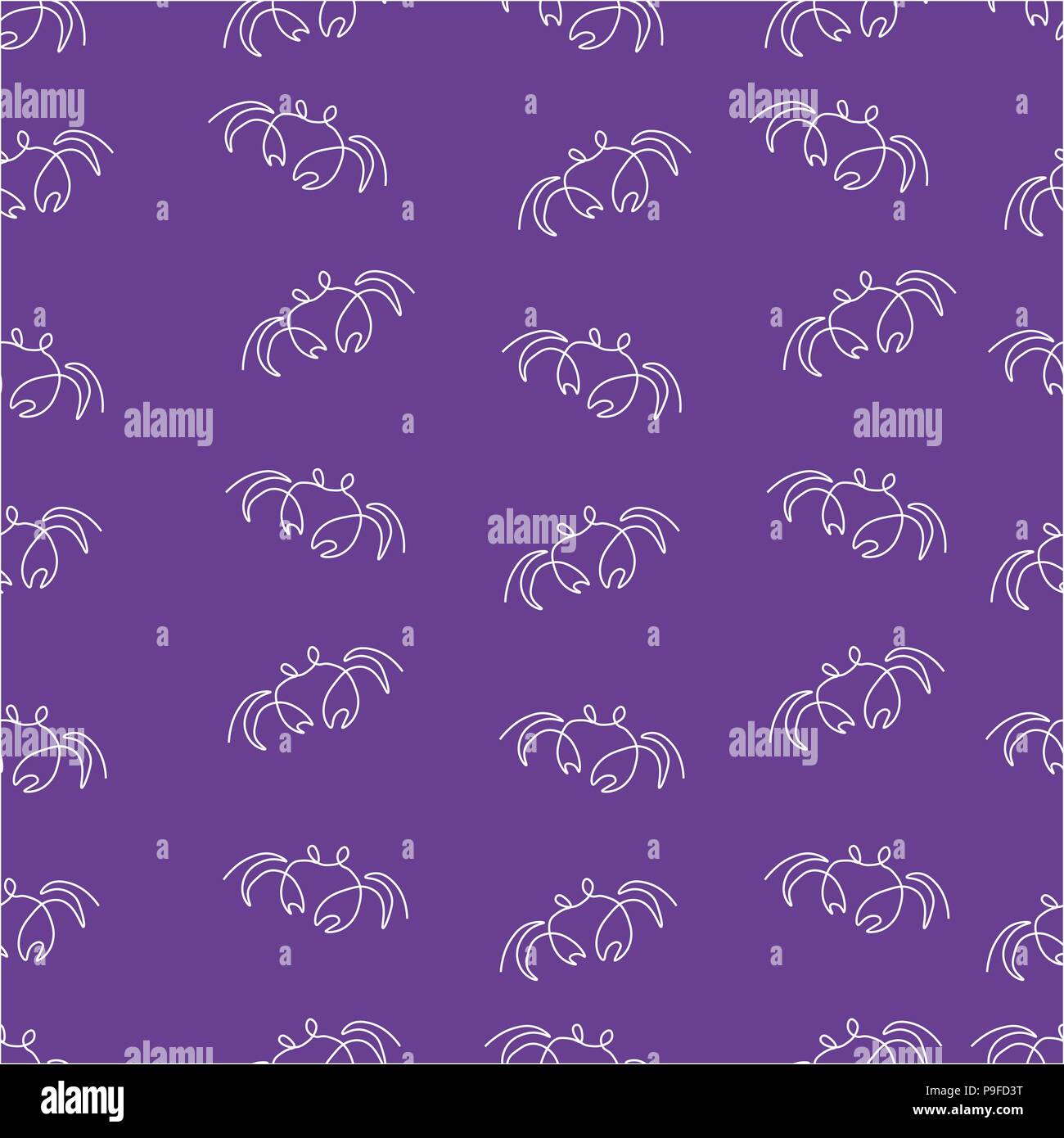 Crab animal pattern seamless. Vector illustration. Purple background ...
