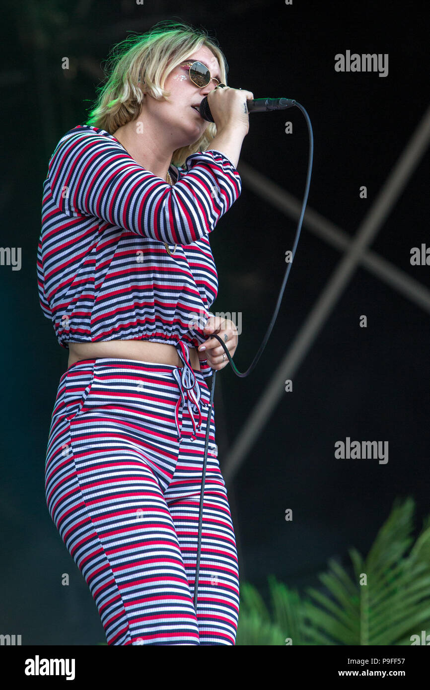 Southwold, Suffolk.Fickle Friends performing at the Obelisk Arena ...