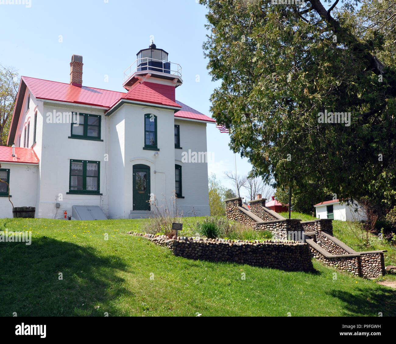 The Grand Traverse Lighthouse (also Grand Traverse Light) on Lake ...