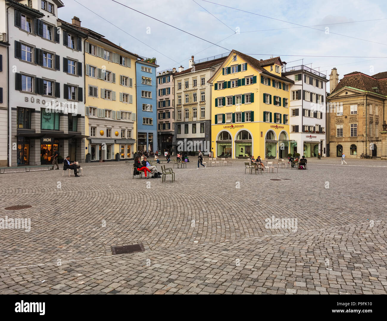 Zurich, Switzerland - September 28, 2017: Munsterhof square in the ...