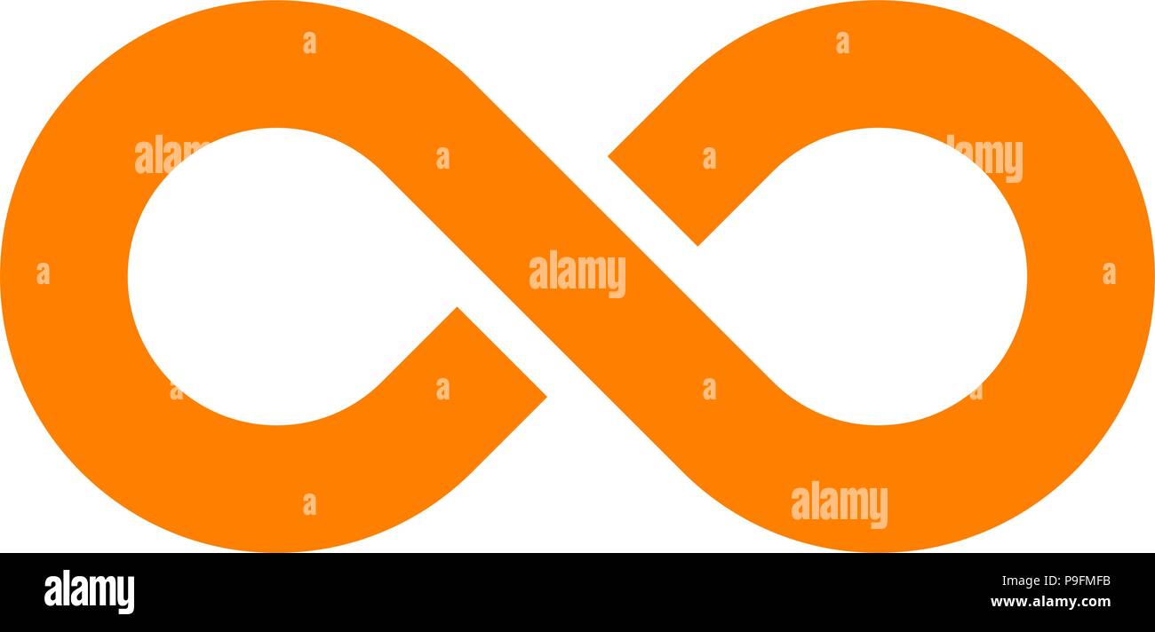 infinity symbol orange - simple with discontinuation - isolated ...
