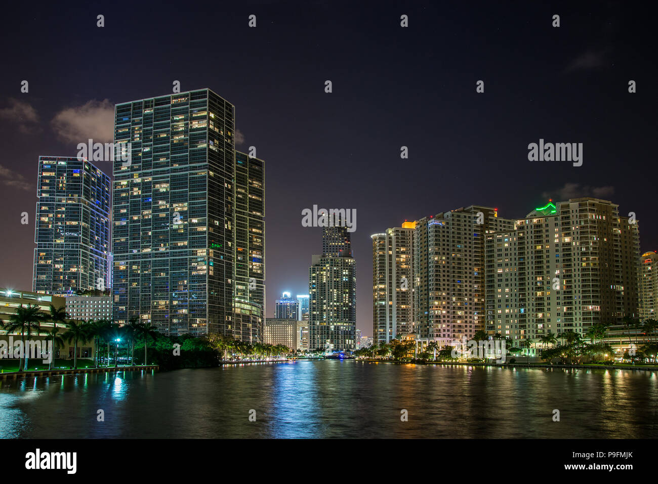 A view of Brickell in Miami at night Stock Photo - Alamy