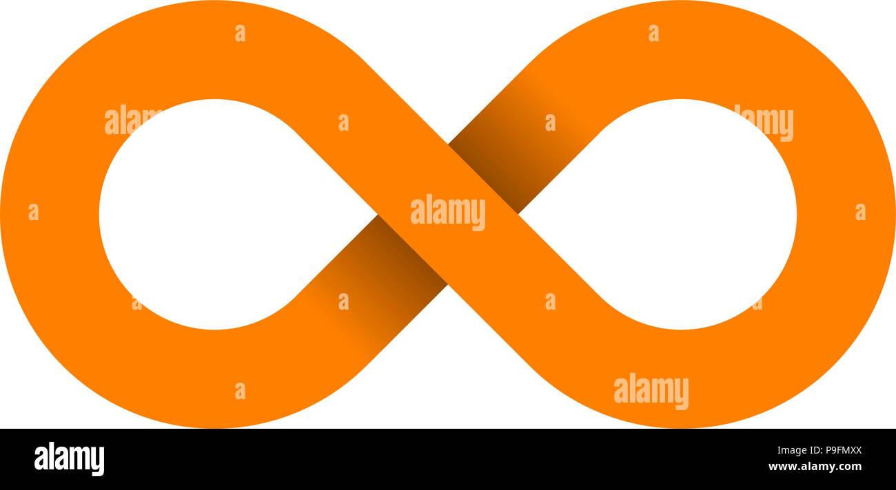 infinity symbol orange - simple with shadow - isolated - vector ...