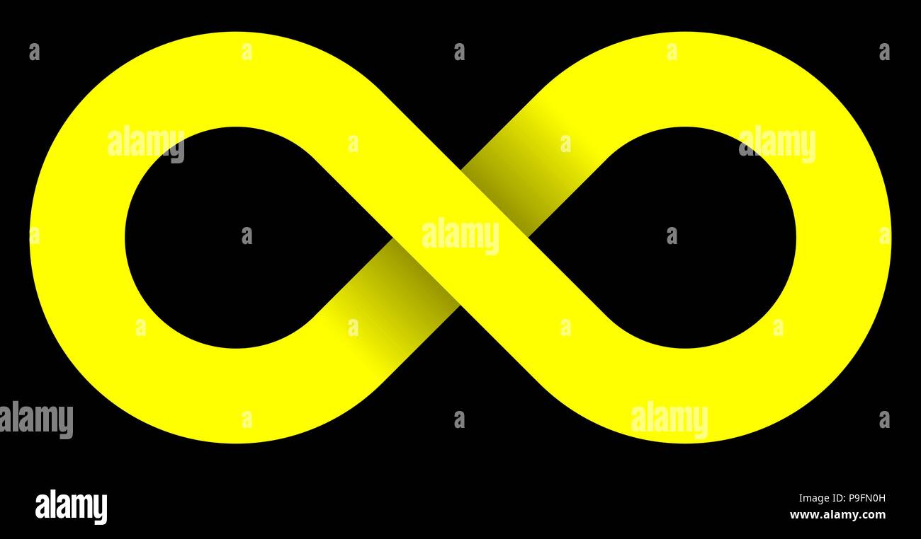 infinity symbol yellow - simple with shadow - isolated - vector ...