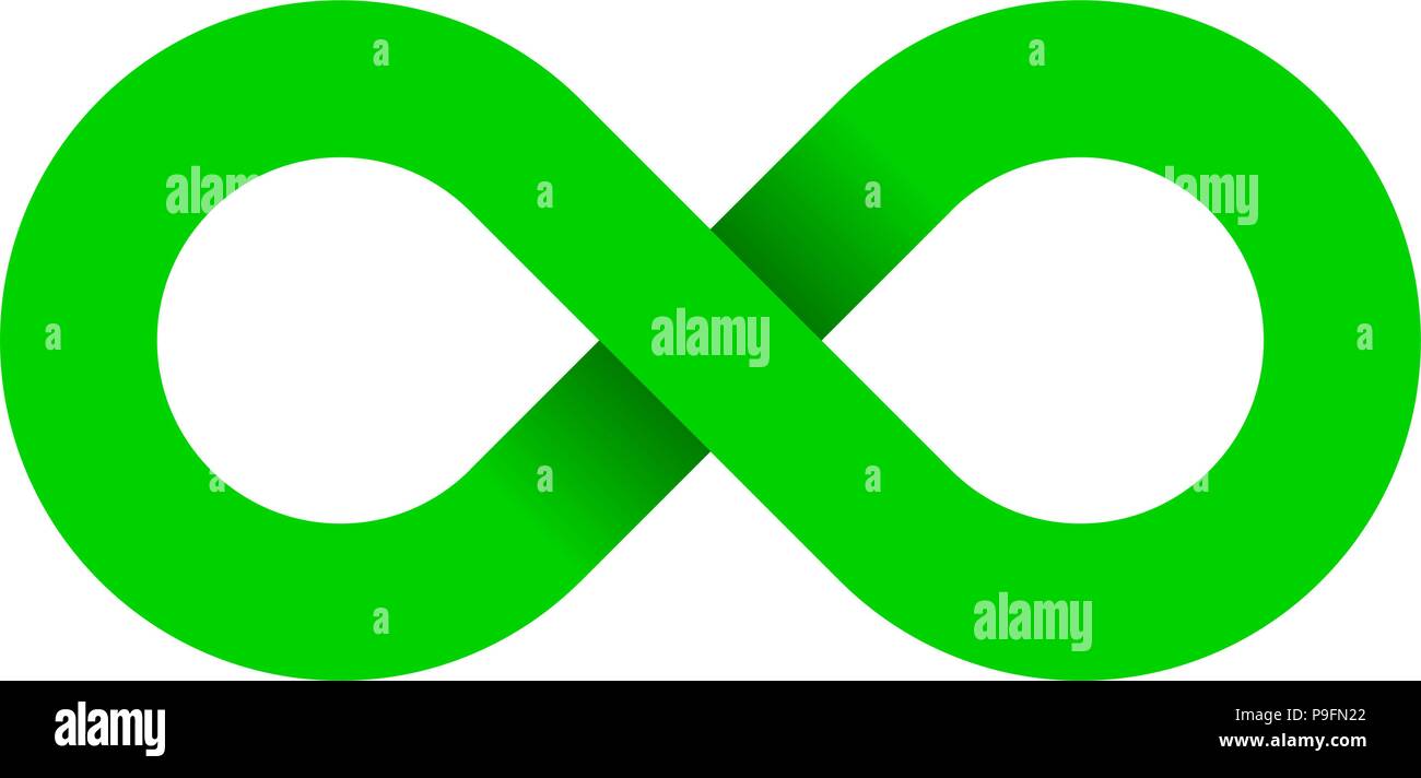 infinity symbol green - simple with shadow - isolated - vector ...