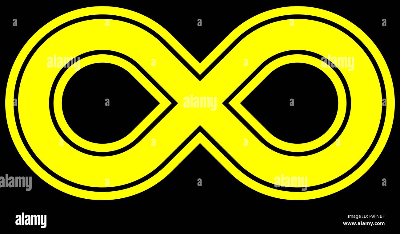 infinity symbol yellow - outlined - isolated - vector illustration ...