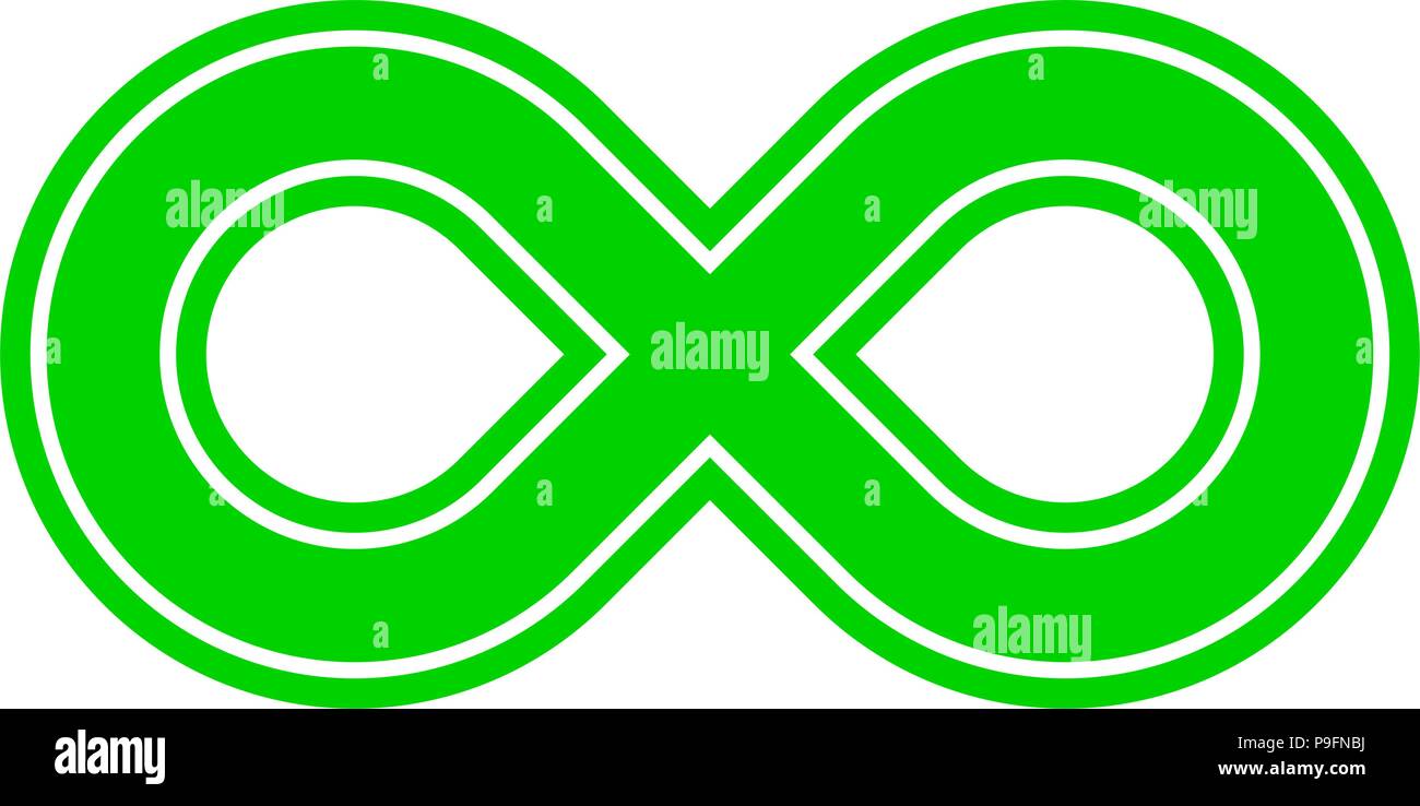 infinity symbol green - outlined - isolated - vector illustration Stock ...