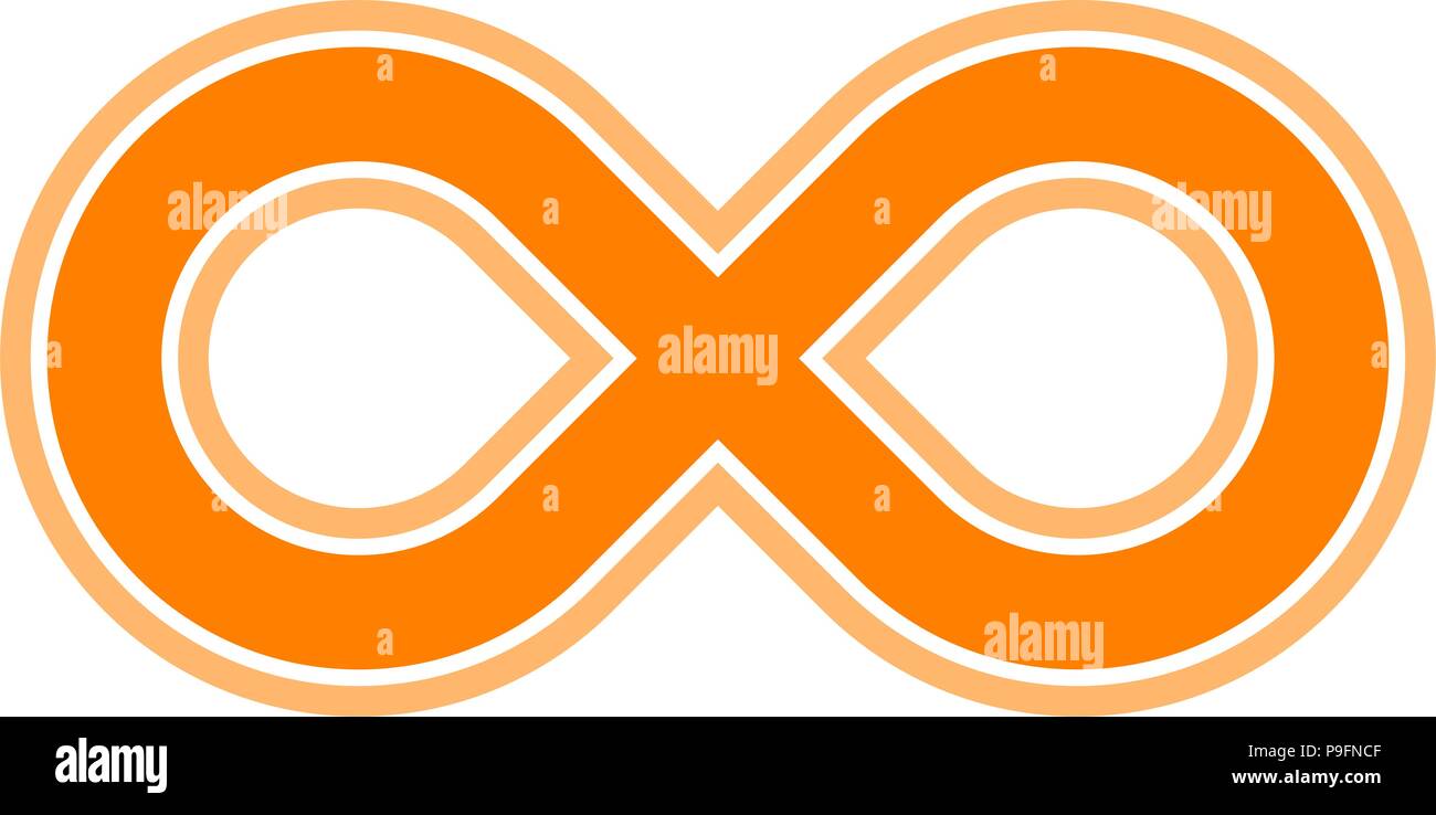 infinity symbol orange - outlined - isolated - vector illustration ...