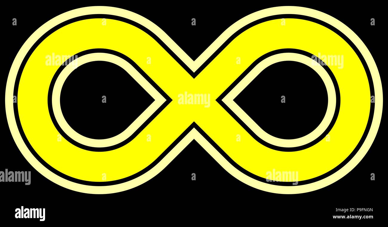 infinity symbol yellow - outlined - isolated - vector illustration ...