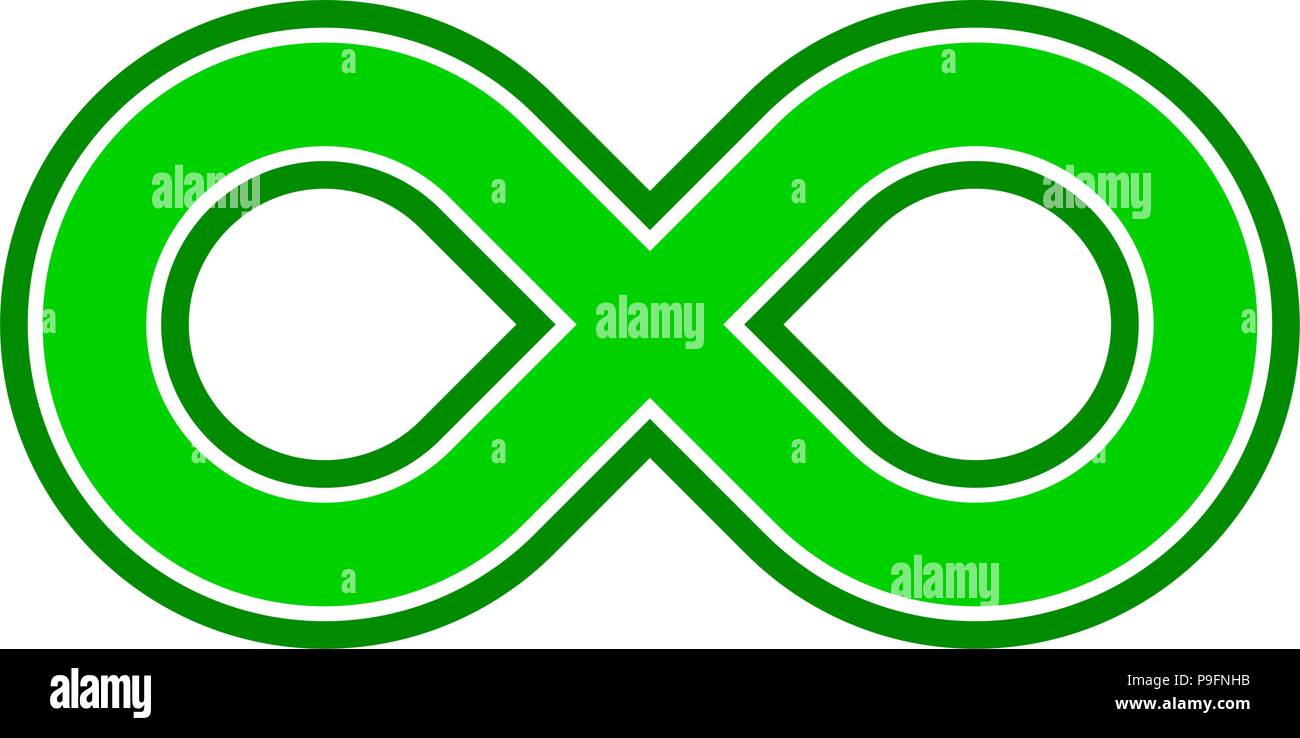 infinity symbol green - outlined - isolated - vector illustration Stock ...