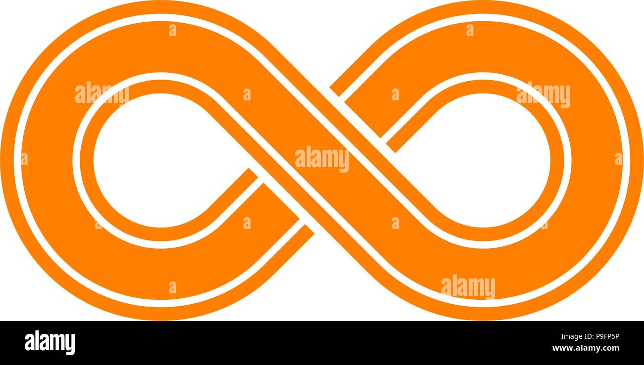 infinity symbol orange - outlined with discontinuation - isolated ...