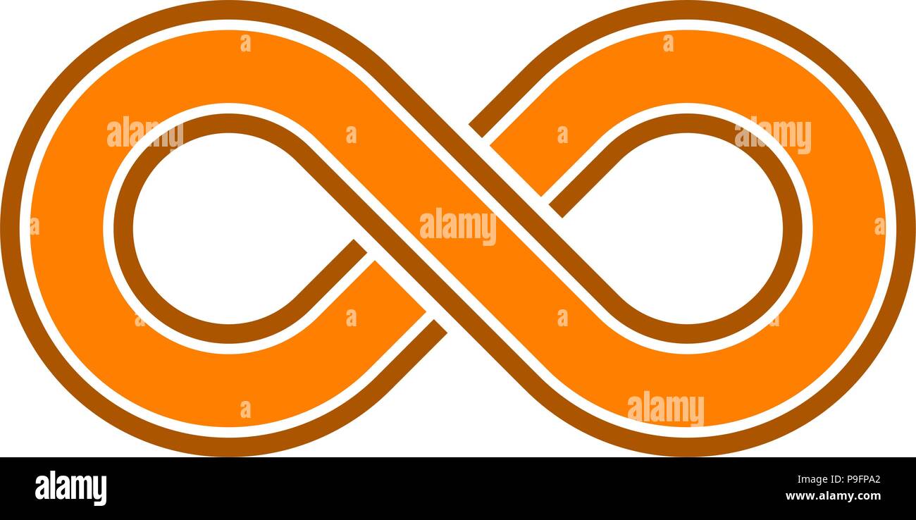infinity symbol orange - outlined with discontinuation - isolated ...