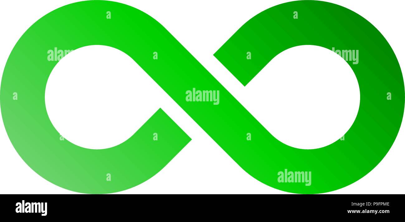 infinity symbol green - gradient with discontinuation - isolated ...