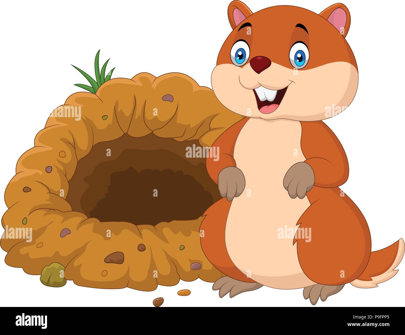 Cartoon groundhog in front of its hole Stock Vector Image & Art - Alamy