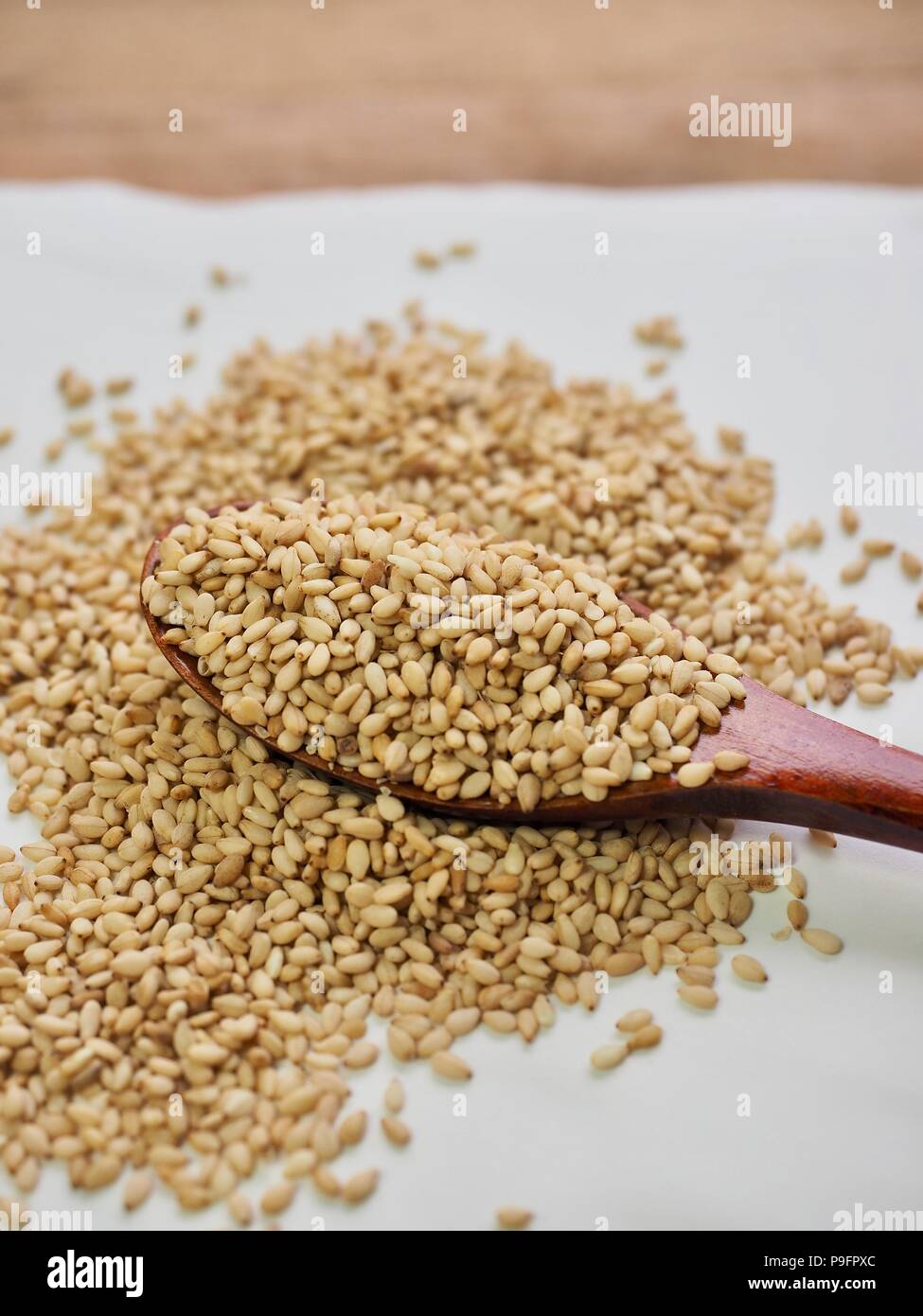 Sesame and spoon, Food Ingredients Stock Photo - Alamy