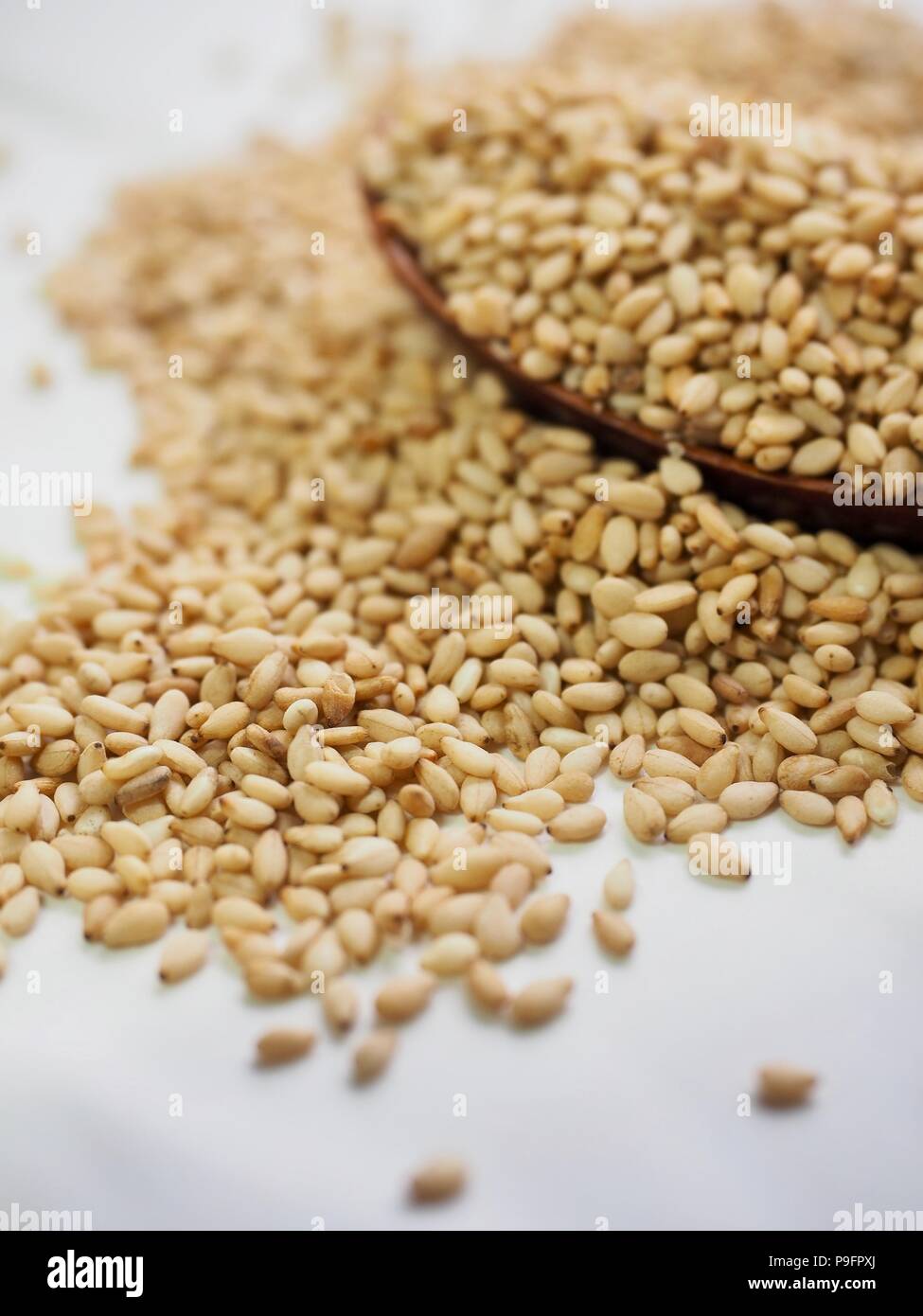 Sesame and spoon, Food Ingredients Stock Photo - Alamy