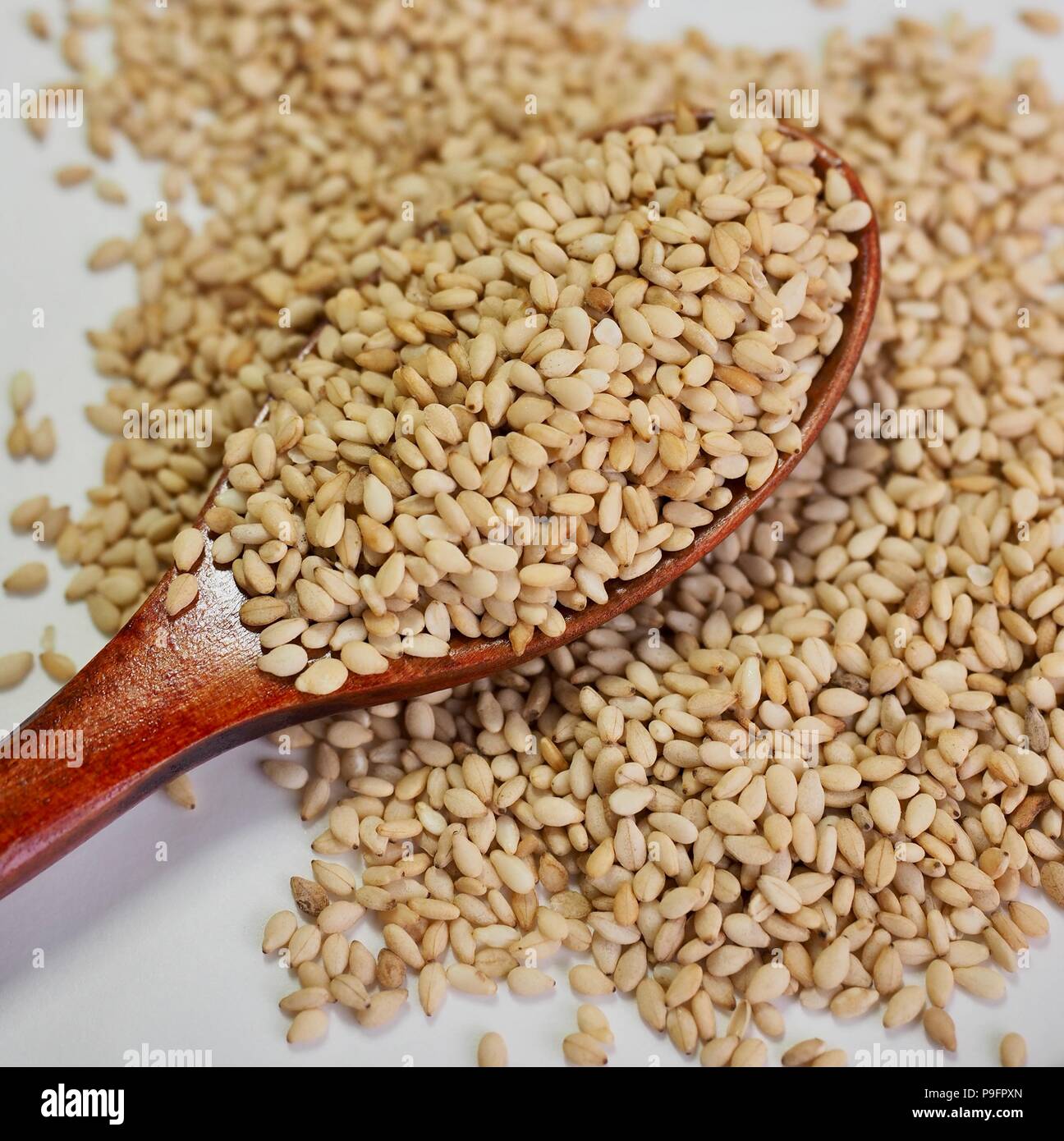 Sesame and spoon, Food Ingredients Stock Photo - Alamy