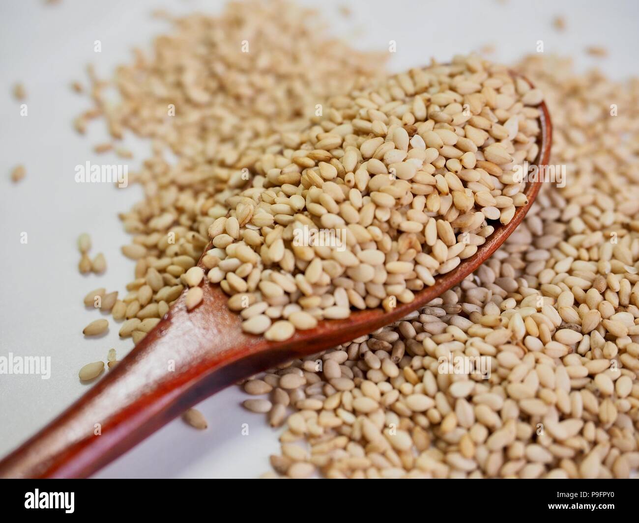 Sesame and spoon, Food Ingredients Stock Photo - Alamy