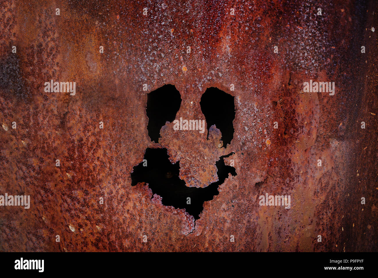 abstract black hold with rusty wall like skull. Scary concept Stock ...