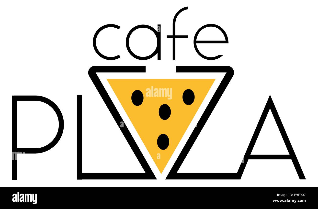 cafe pizza with a slice of pizza text minimalist logo Stock Vector ...