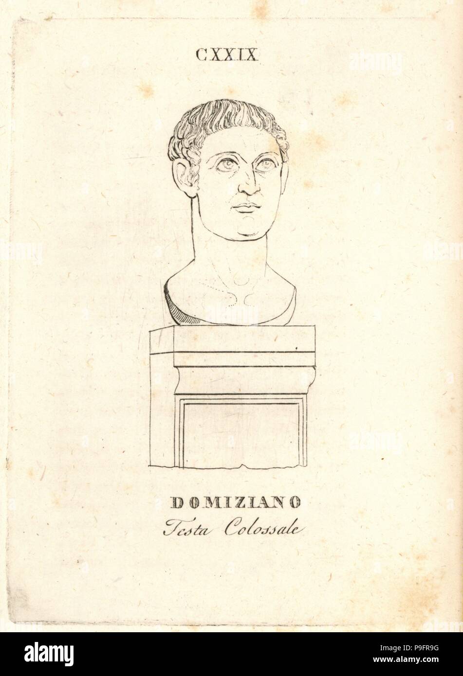 Head of Roman Emperor Domitian. Copperplate engraving from Pietro Paolo ...
