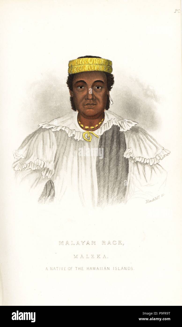 Maleka, a native woman of Hawaii, in gold turban and white blouse ...