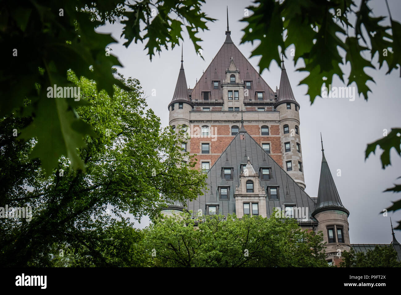 Chateau Frontenac Quebec City overcast day Stock Photo - Alamy