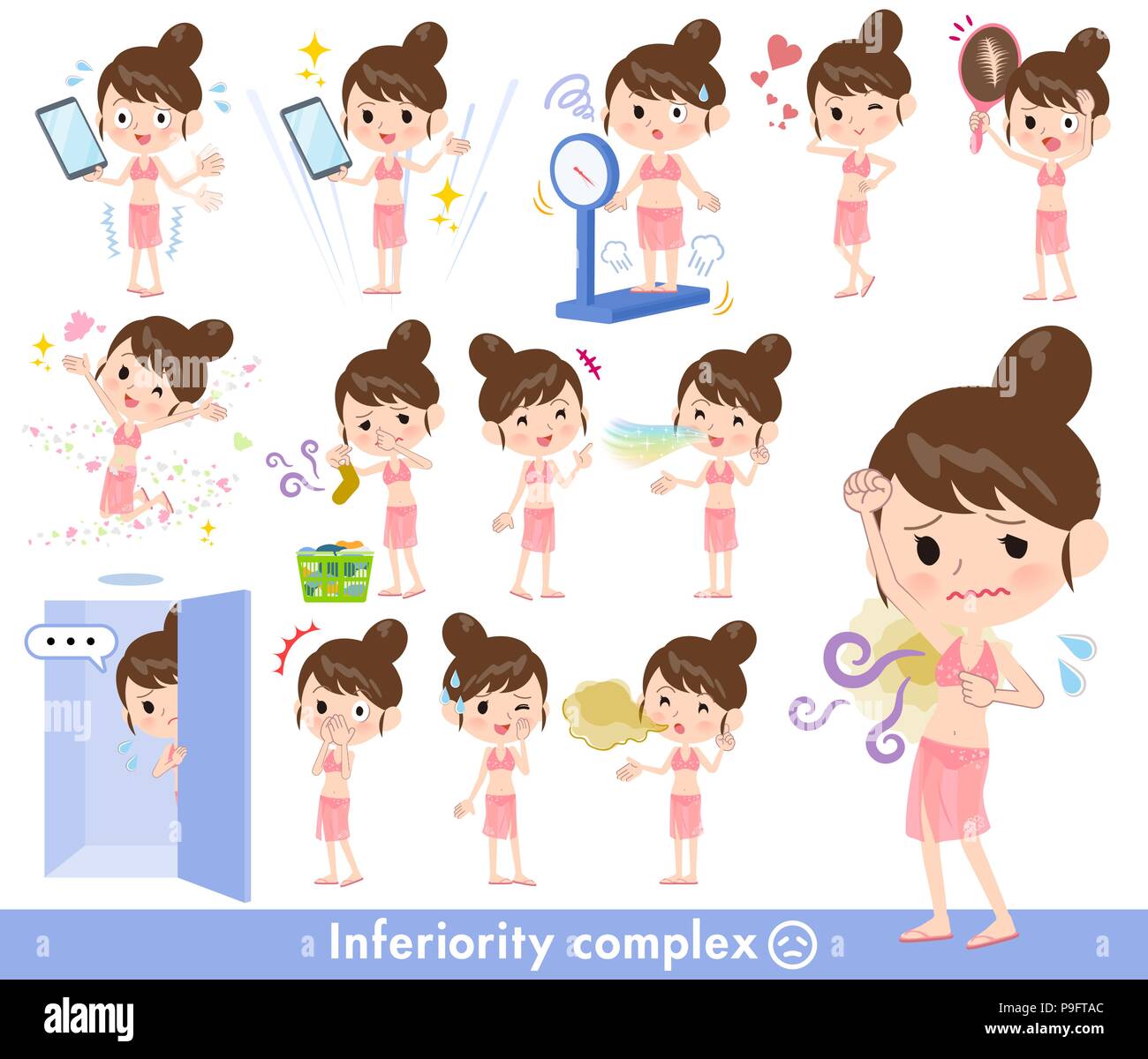 A set of swimwear style women on inferiority complex.There are actions ...