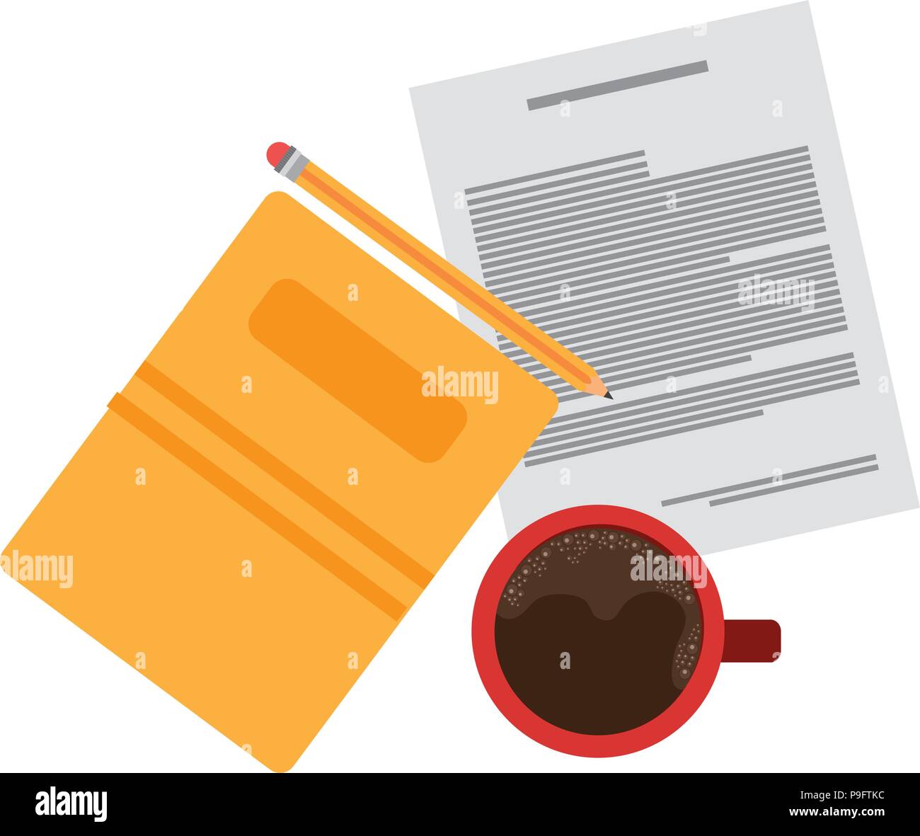 pencil write with documents and coffee cup Stock Vector Image & Art - Alamy