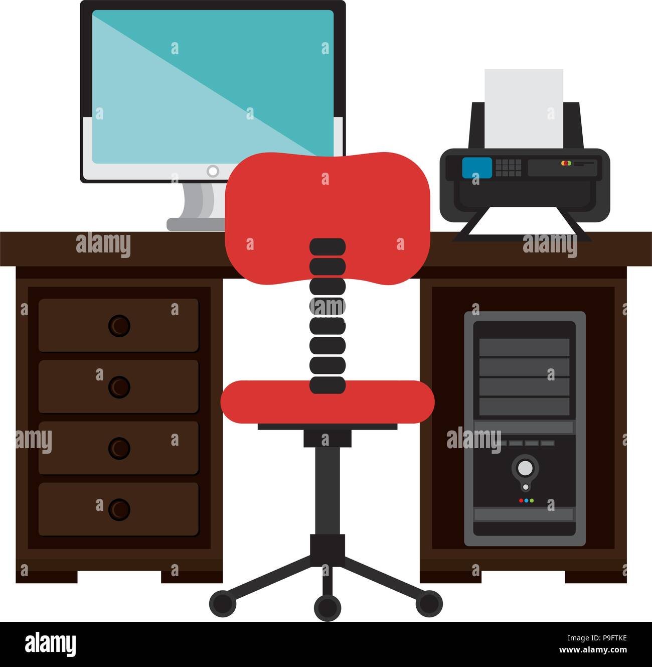 office workplace with desk and desktop scene Stock Vector Image & Art ...