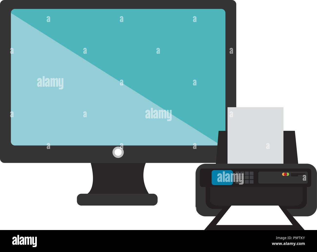 computer display with printer Stock Vector Image & Art - Alamy