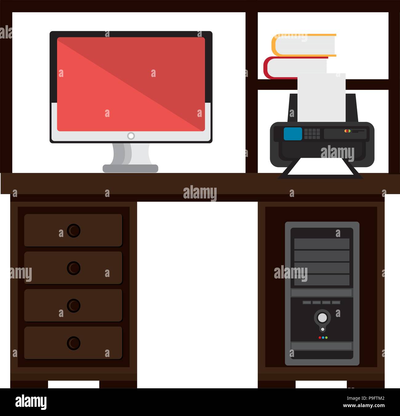 office workplace with desk and desktop scene Stock Vector Image & Art ...