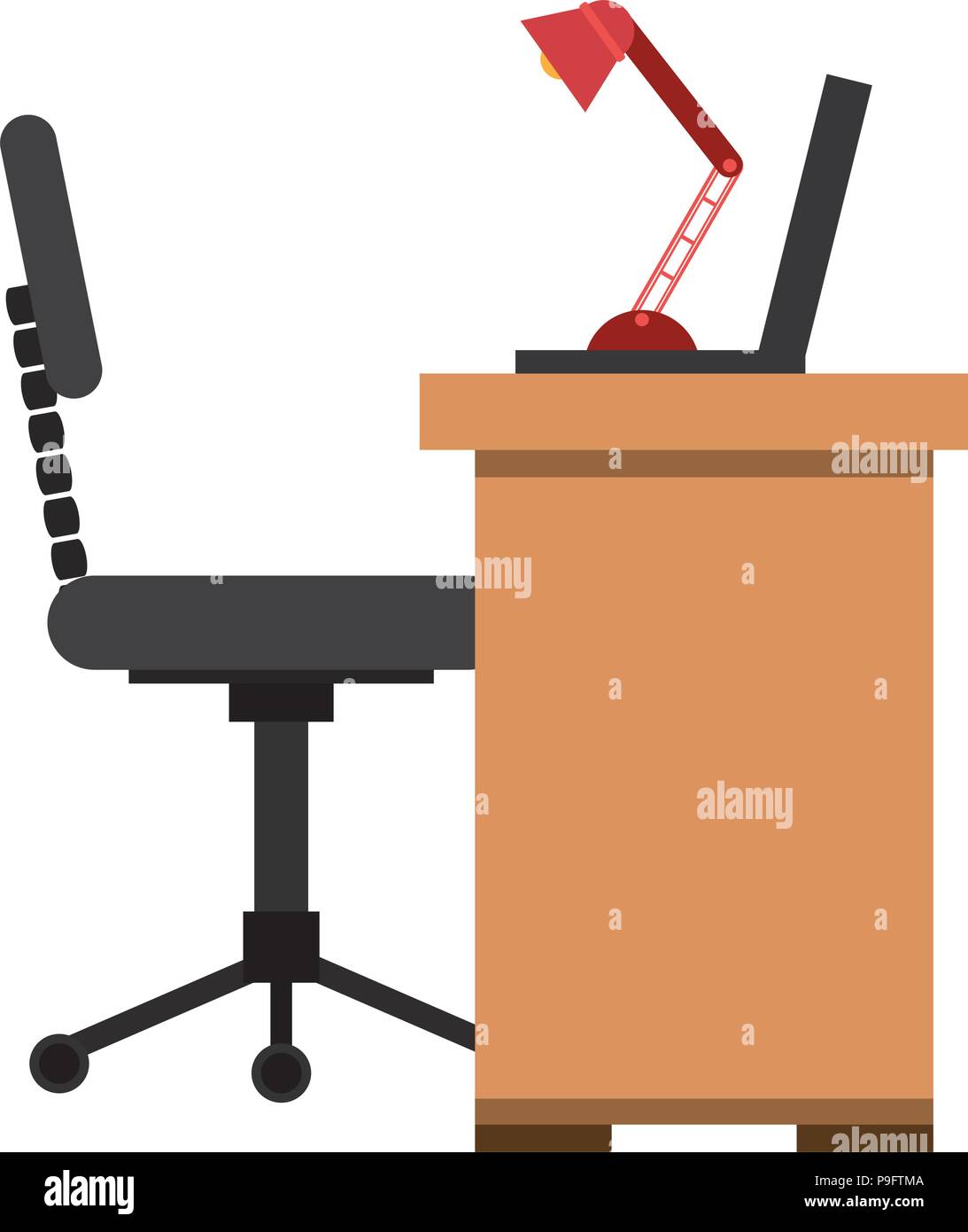 office workplace with desk and laptop scene Stock Vector Image & Art ...