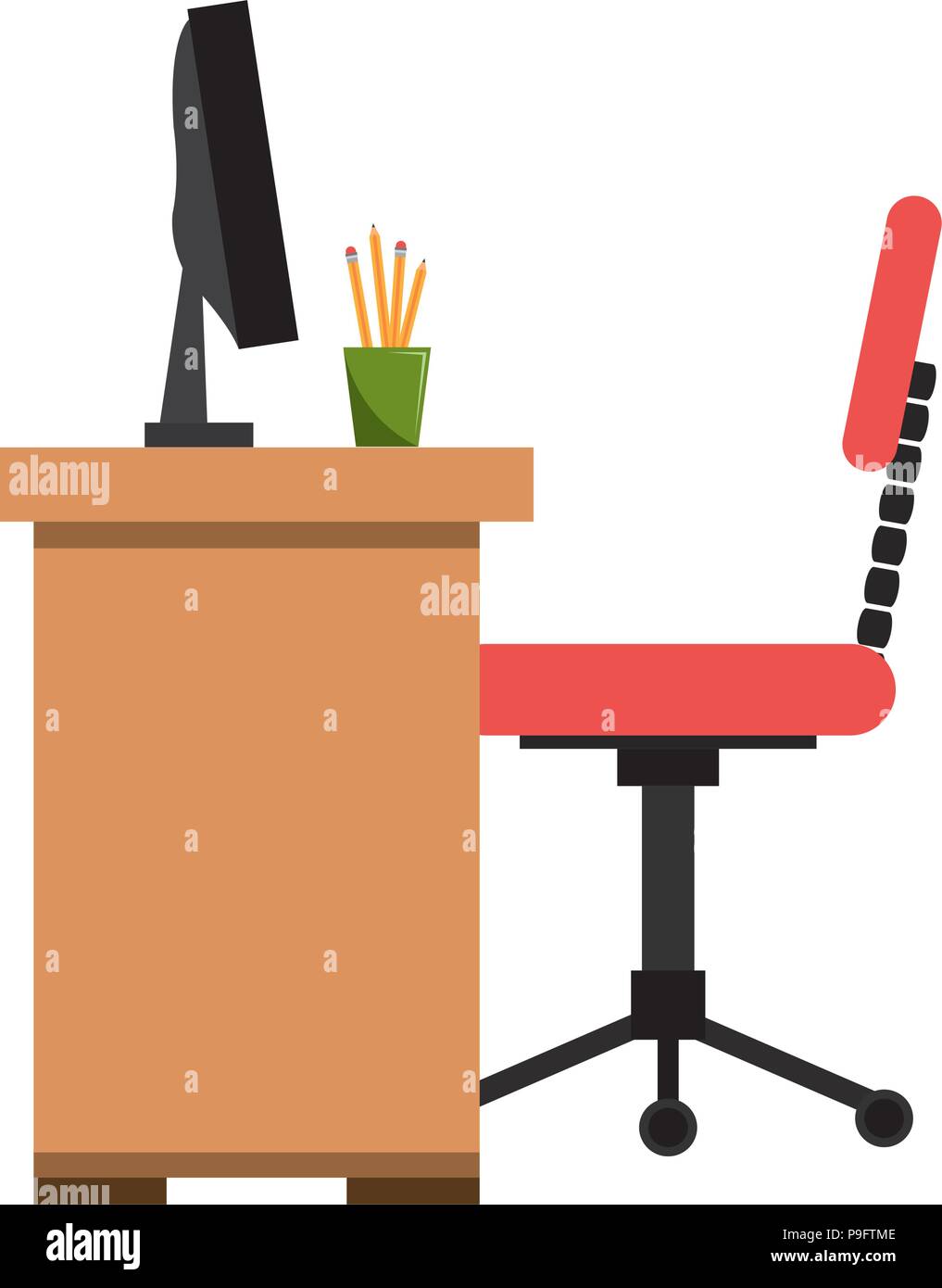 office workplace with desk and desktop scene Stock Vector Image & Art ...