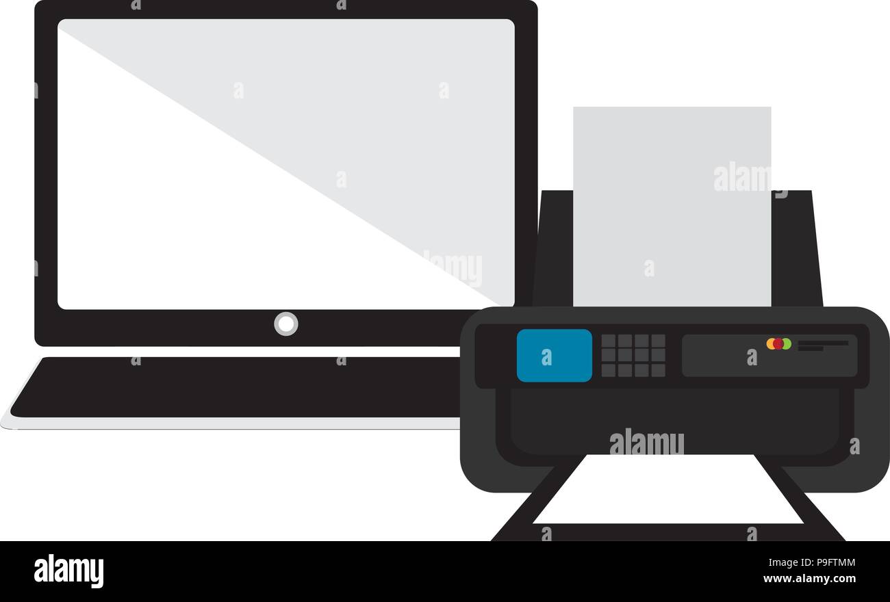 laptop computer with printer Stock Vector Image & Art - Alamy