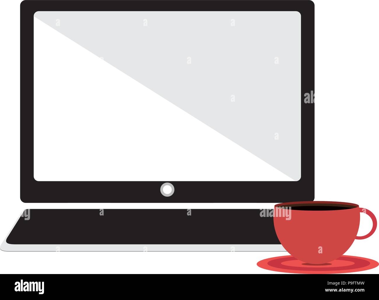 laptop computer with coffee cup Stock Vector Image & Art - Alamy