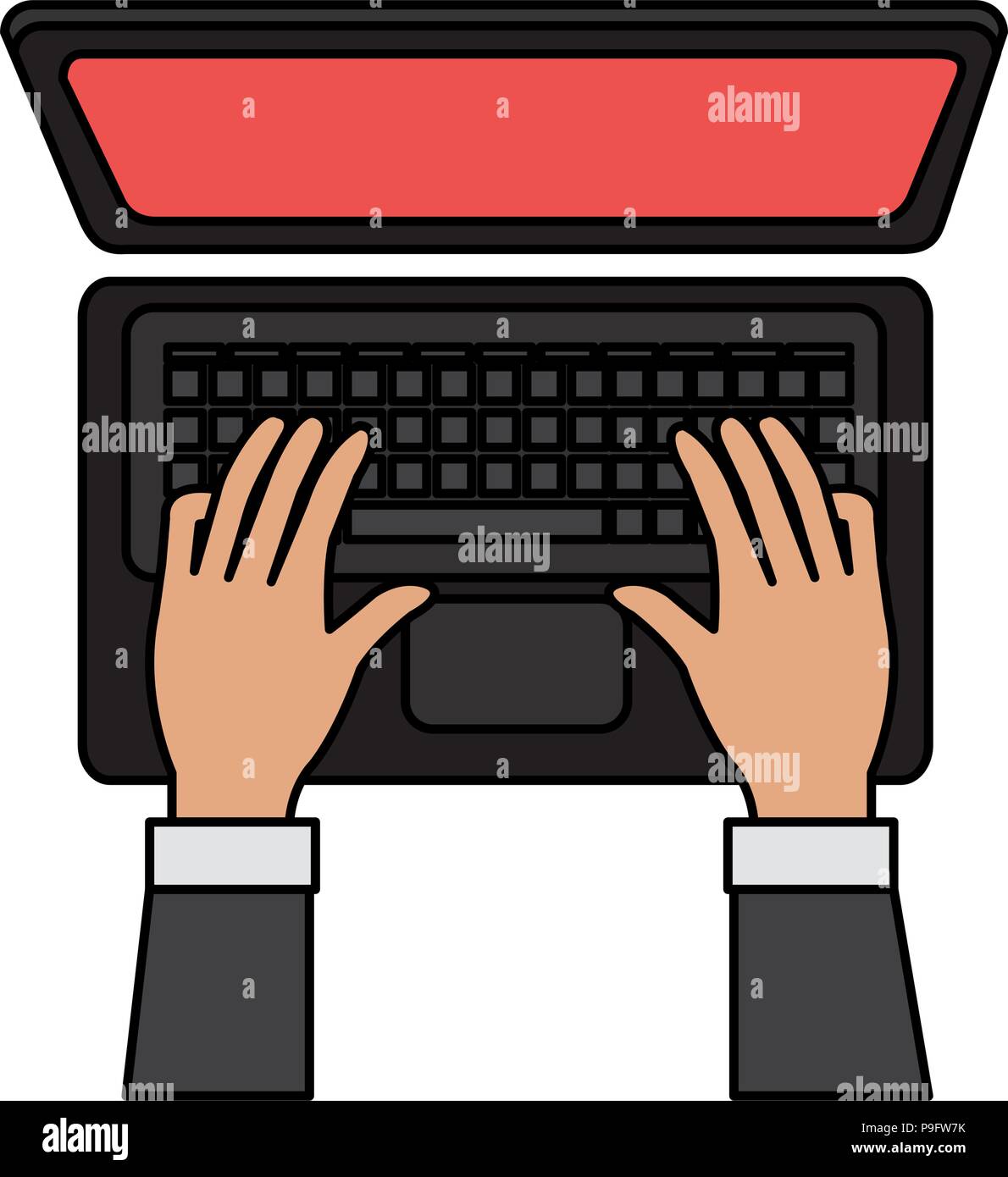 Laptop keyboard hands typing Stock Vector Images - Alamy