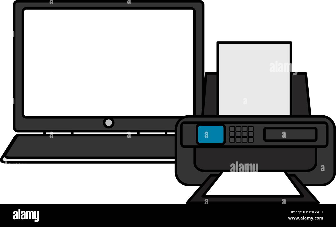 laptop computer with printer Stock Vector Image & Art - Alamy