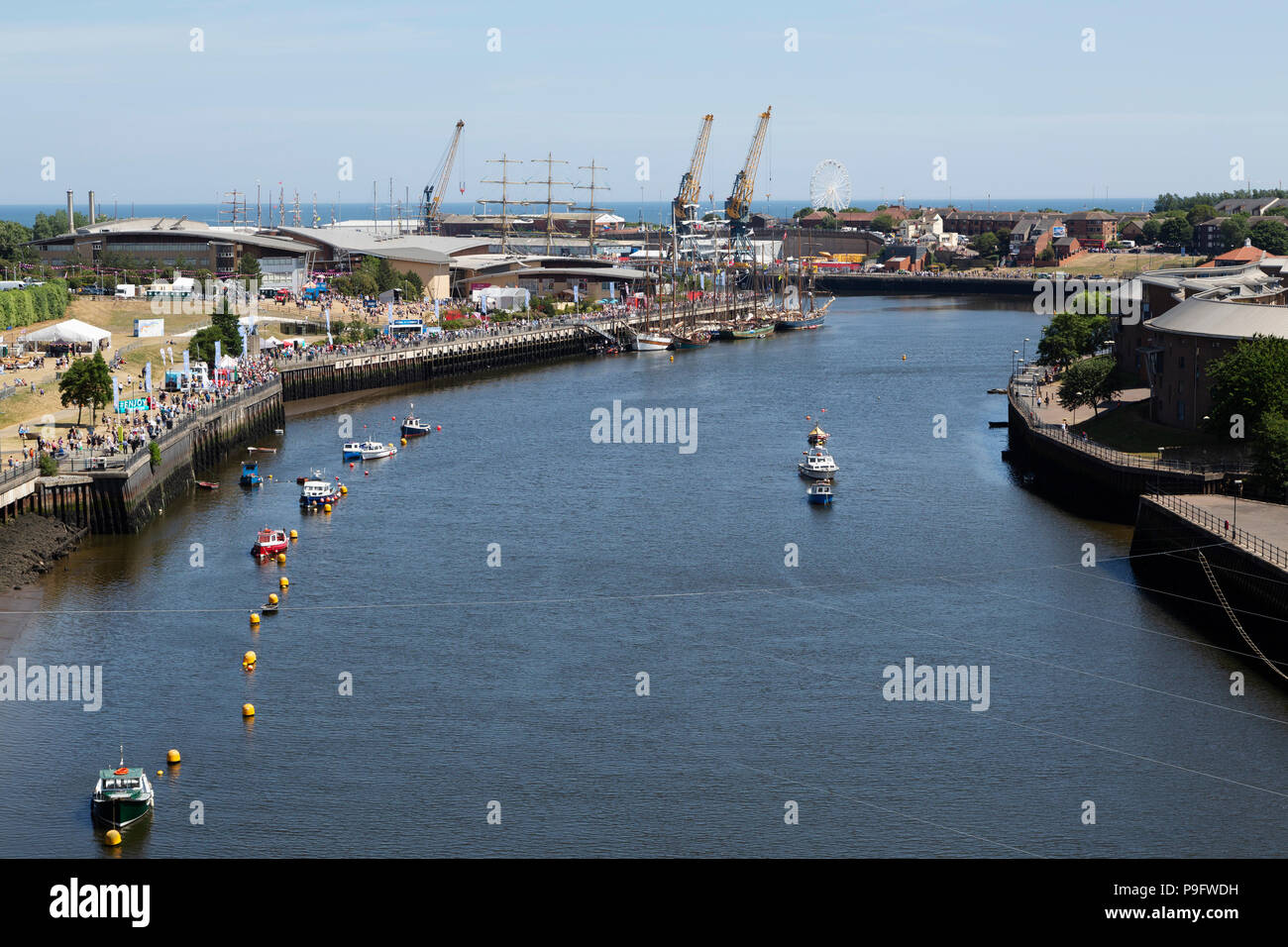 Ships docked on the River Wear at Sunderland in north-east England ...