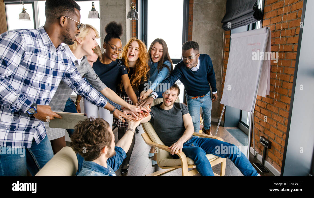 young happy mixes race union labours developing tolerance. show ...