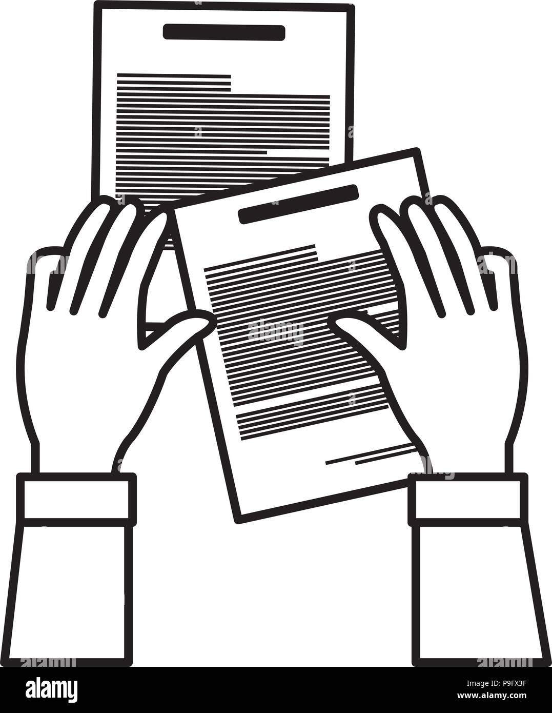 Hands hold sheet paper Stock Vector Images - Alamy