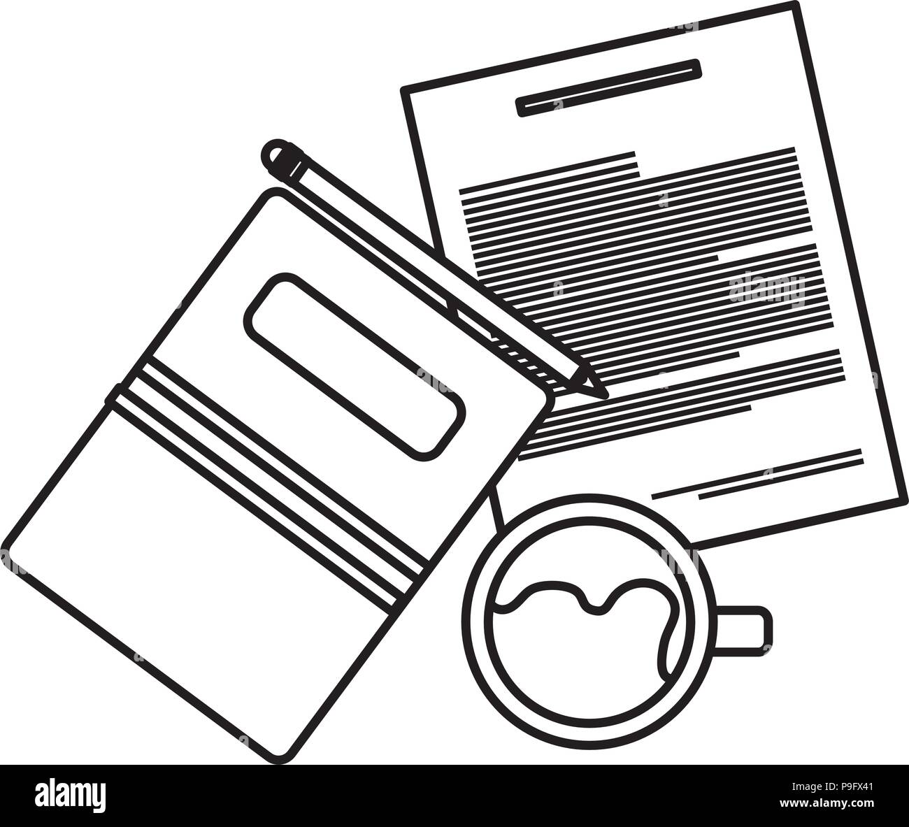 pencil write with documents and coffee cup Stock Vector Image & Art - Alamy